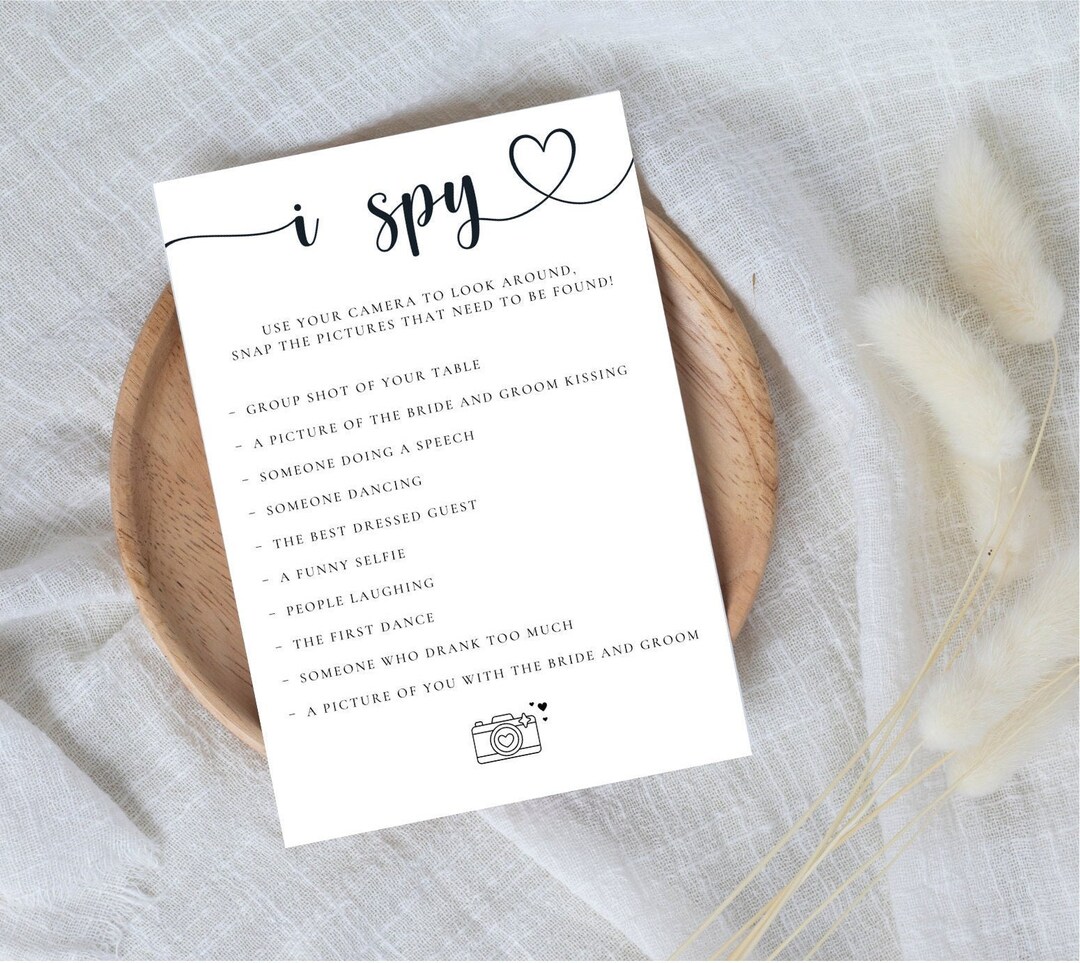 I Spy Wedding Favour Card, Wedding Photo Game, I Spy Wedding Guest Game ...