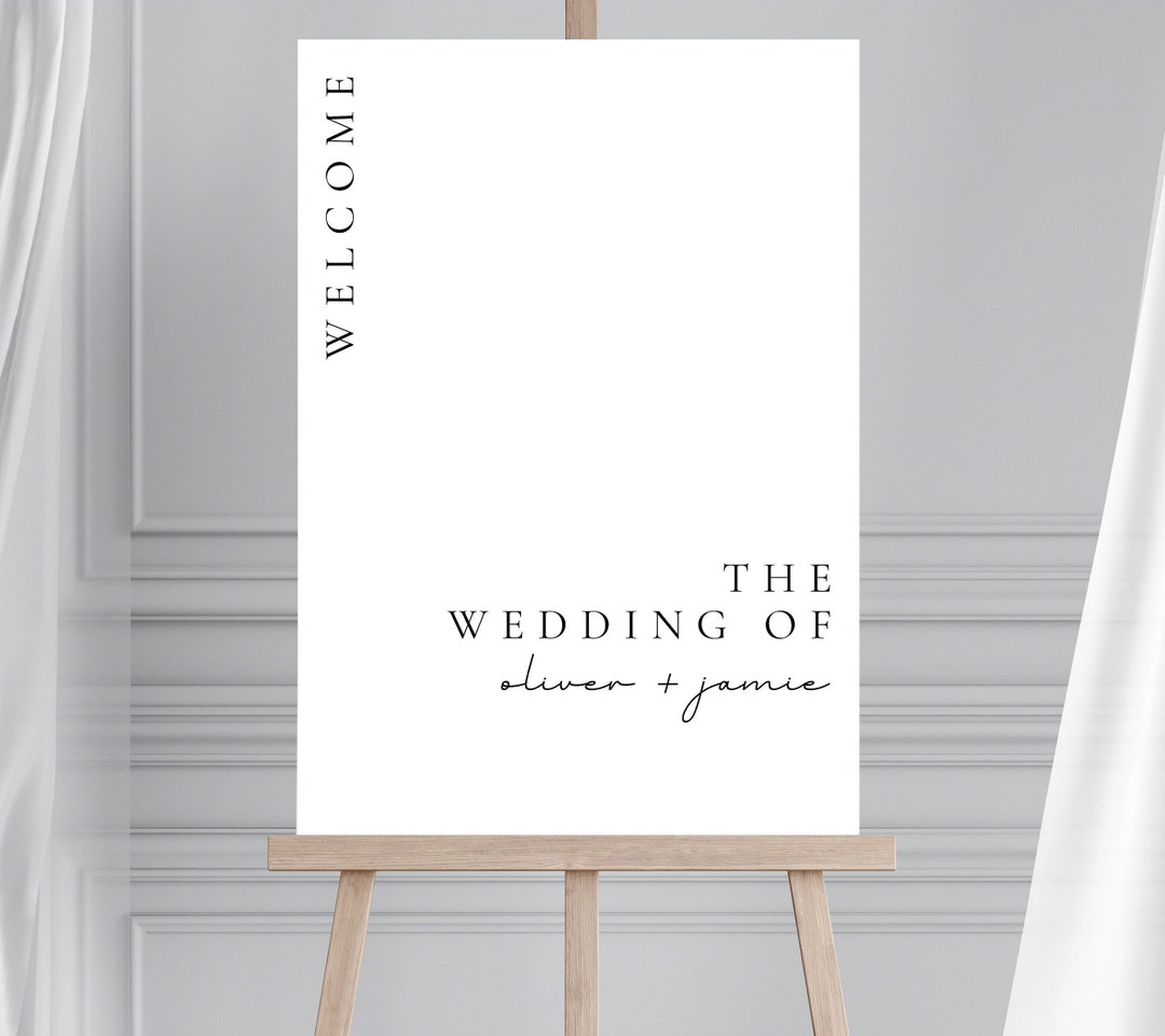 Minimalist Elegant Black & White Welcome Sign, Modern Wedding Sign ...