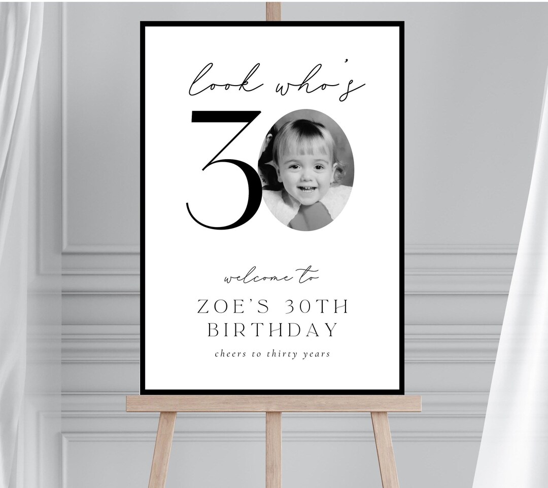 30th Birthday Welcome Sign, Photo Birthday Welcome Sign, Look Who's 30 ...