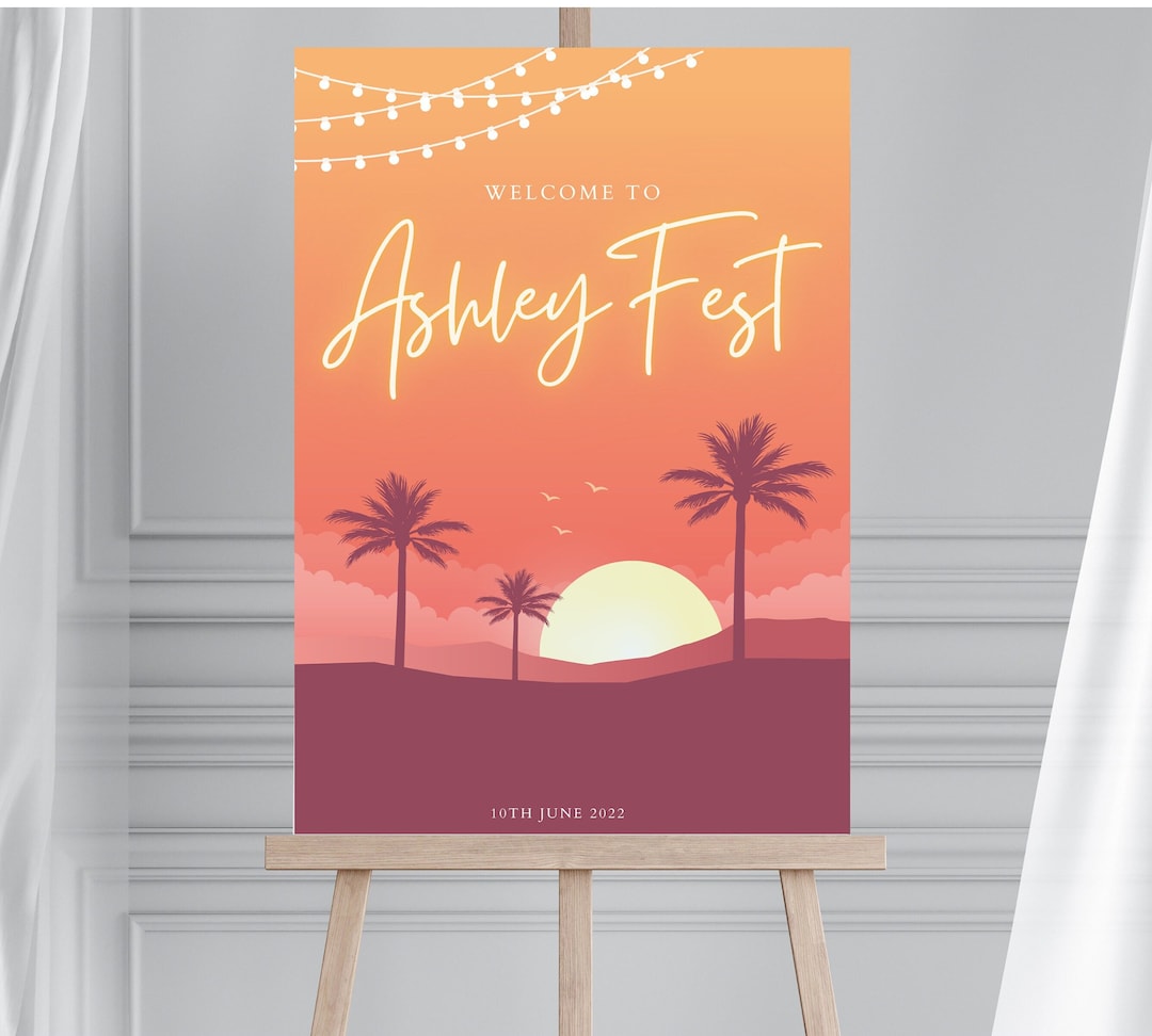 Festival Themed Party Welcome Sign, Neon Sign for Hen Party, Coachella ...