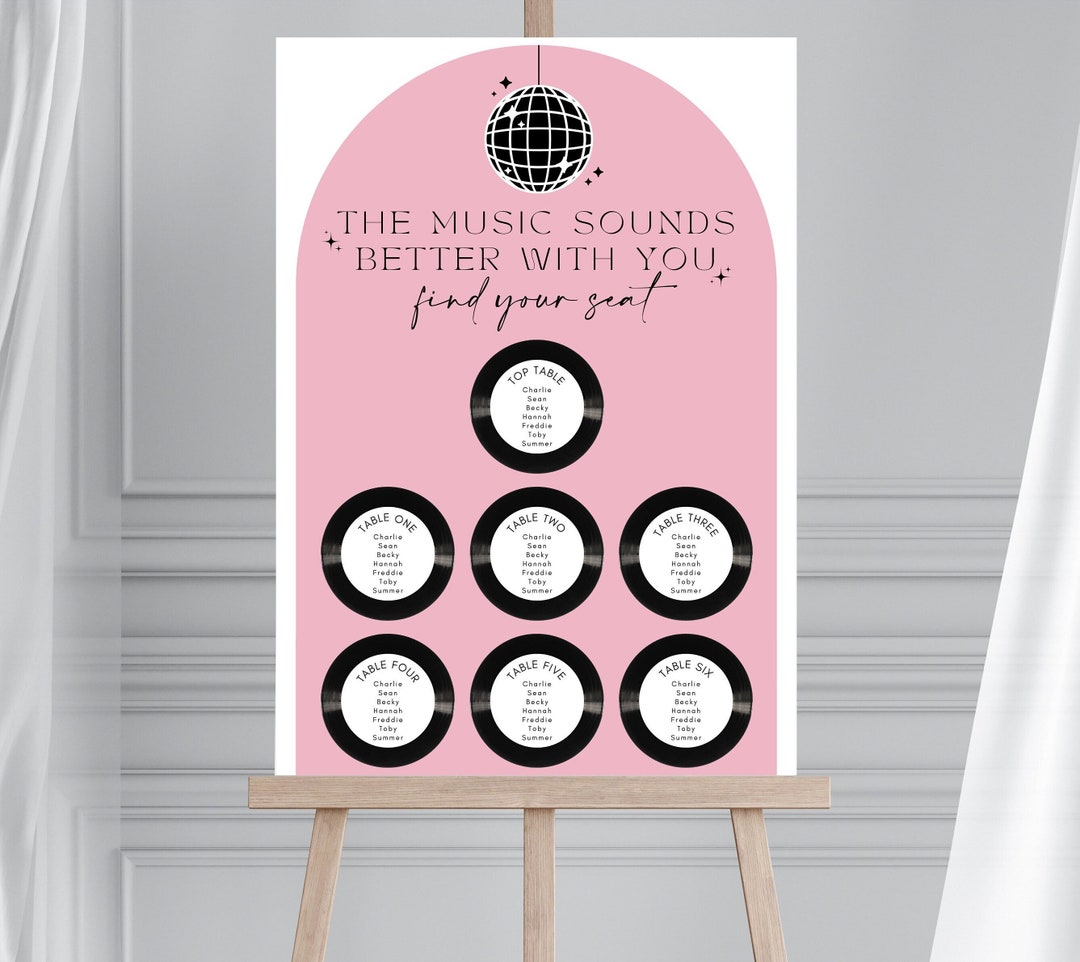 Vinyl Record Wedding Seating Chart, Music Theme Table Plan - Etsy