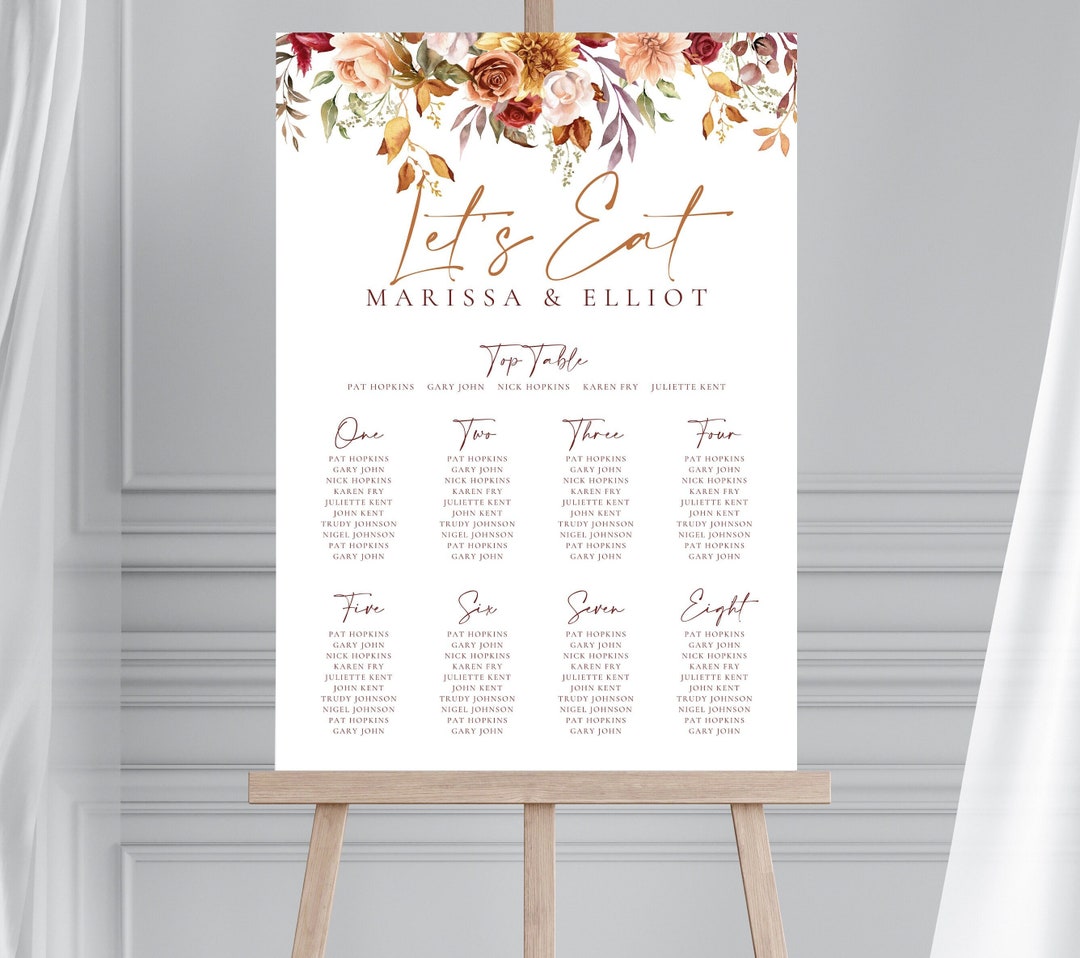 Wedding Table Plan Sign, Wedding Seating Chart, Fall Wedding Sign ...