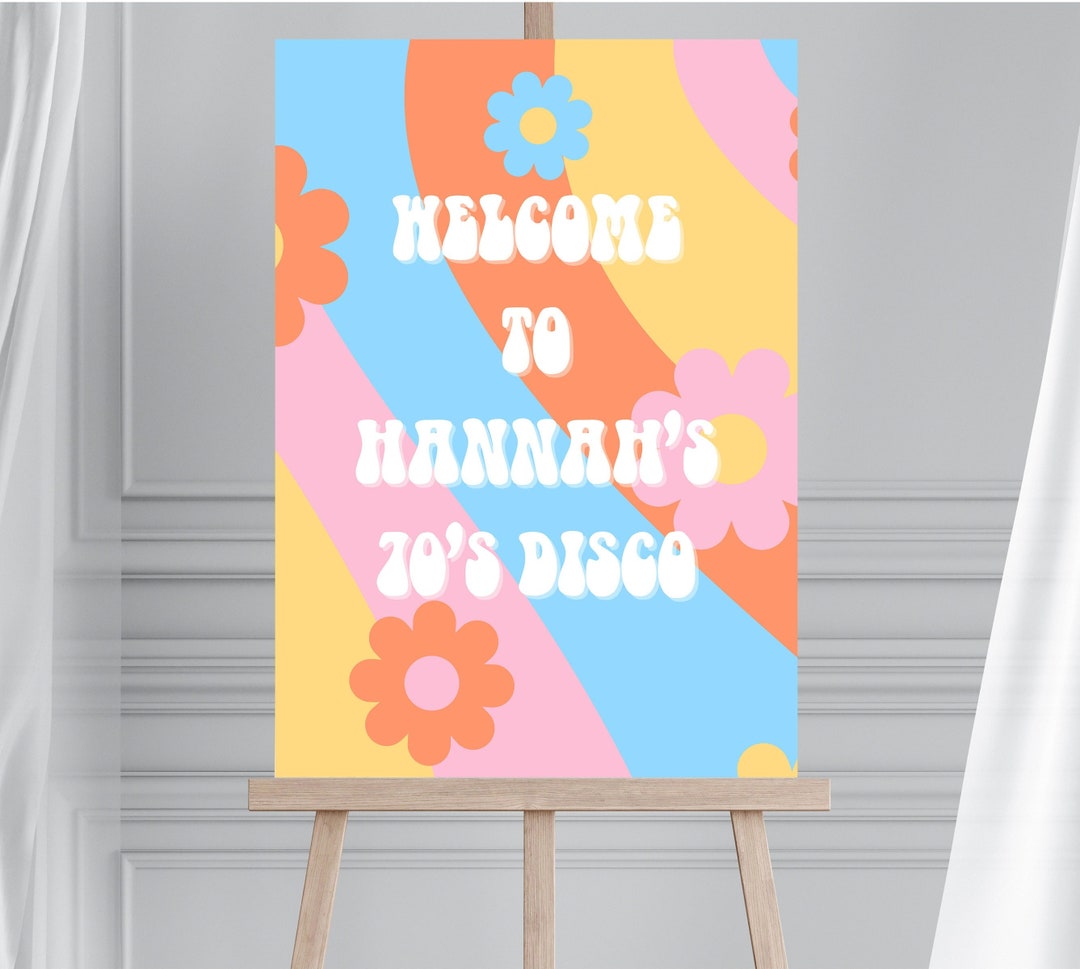 70s Themed Party Welcome Sign, Disco Themed Party, Psychedelic Party ...