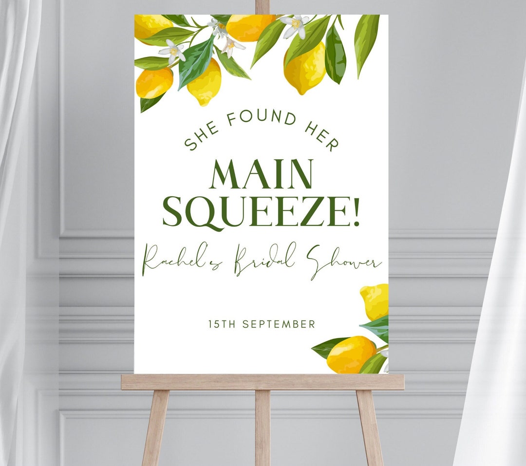 LEMON THEMED Bridal Shower Welcome Sign Main Squeeze Hen - Etsy