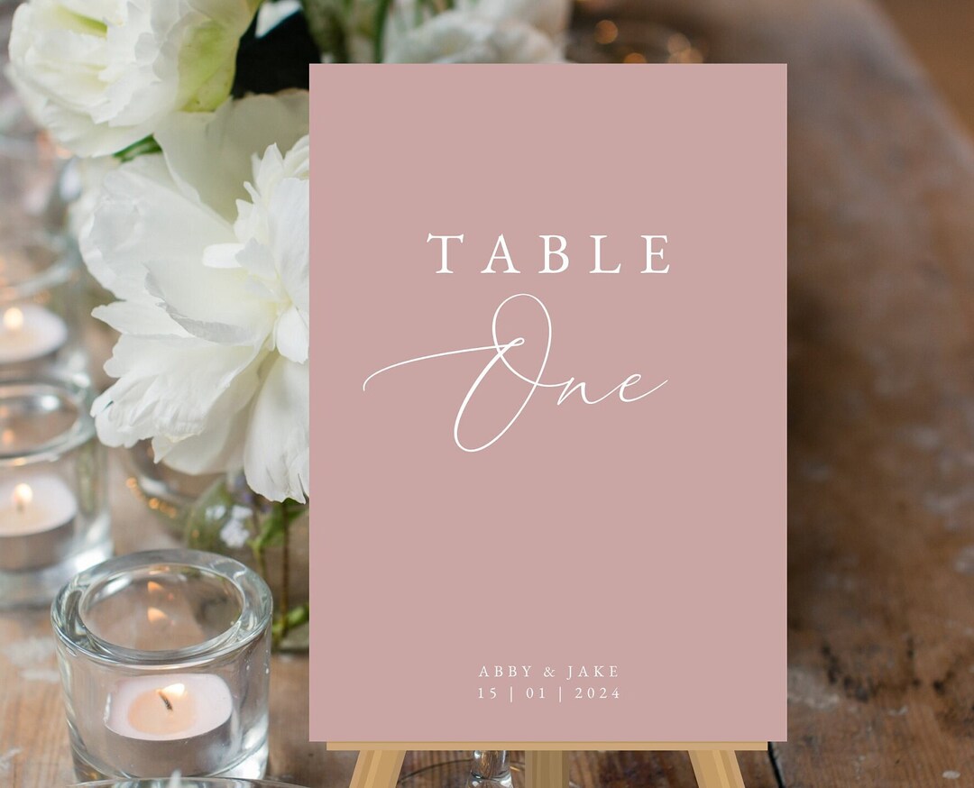 Dusky Pink Wedding Table Numbers, Blush Pink Table Numbers, Dusty Pink ...