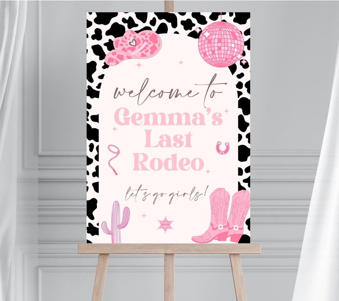 LAST HOEDOWN RODEO Bridal Shower Welcome Sign, Cowgirl Hen Party ...