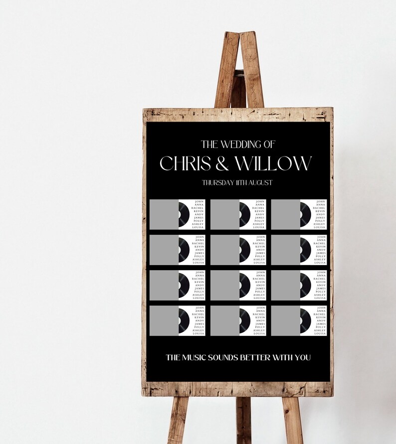 Music Album Wedding Table Plan Record Seating Chart Music - Etsy