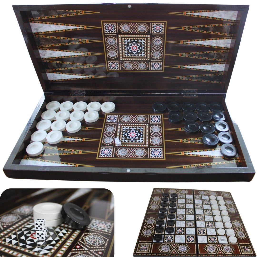 Turkish Backgammon Board Game Set Pearl Style - Etsy