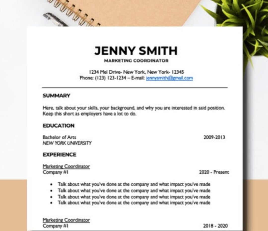 Simple Resume Template, Professional Modern Resume Template Word ...