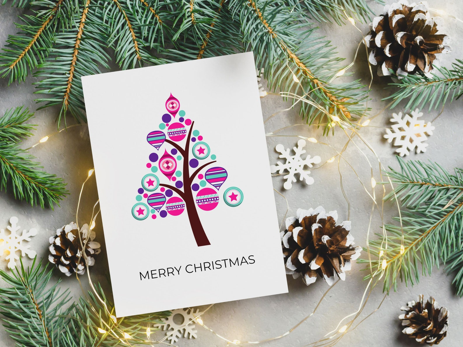 Merry Christmas Tree Card | Holiday Season Card - Etsy