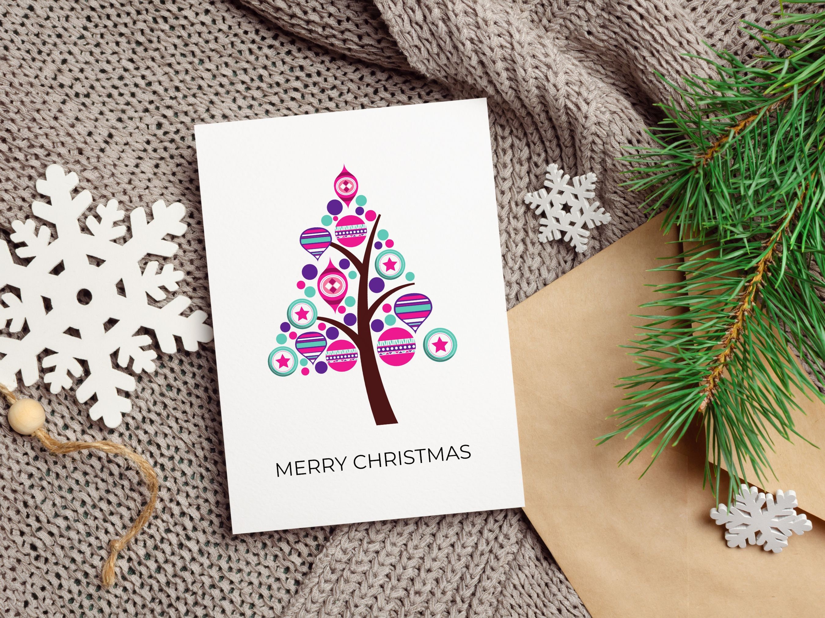 Merry Christmas Tree Card | Holiday Season Card - Etsy