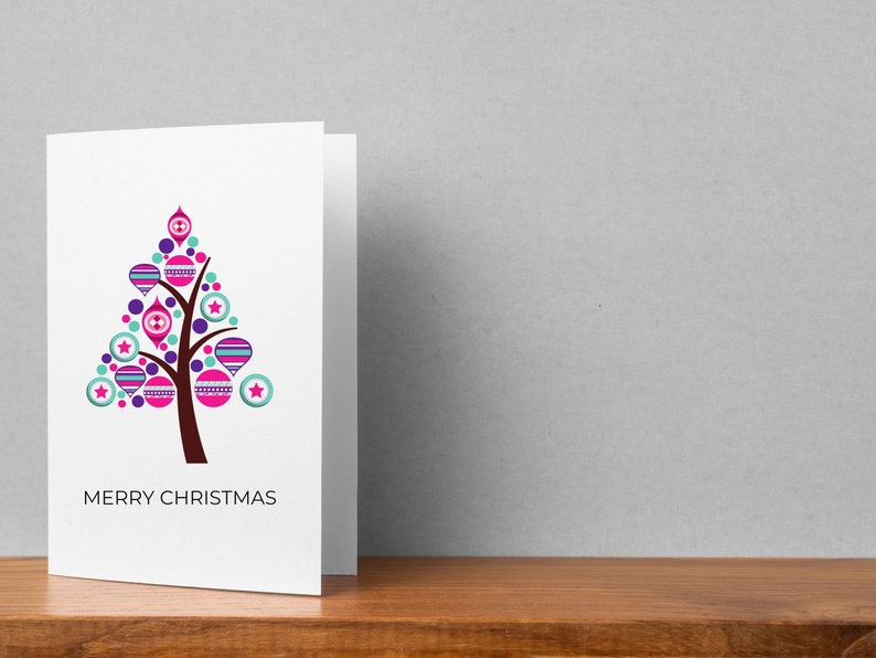 Merry Christmas Tree Card | Holiday Season Card - Etsy