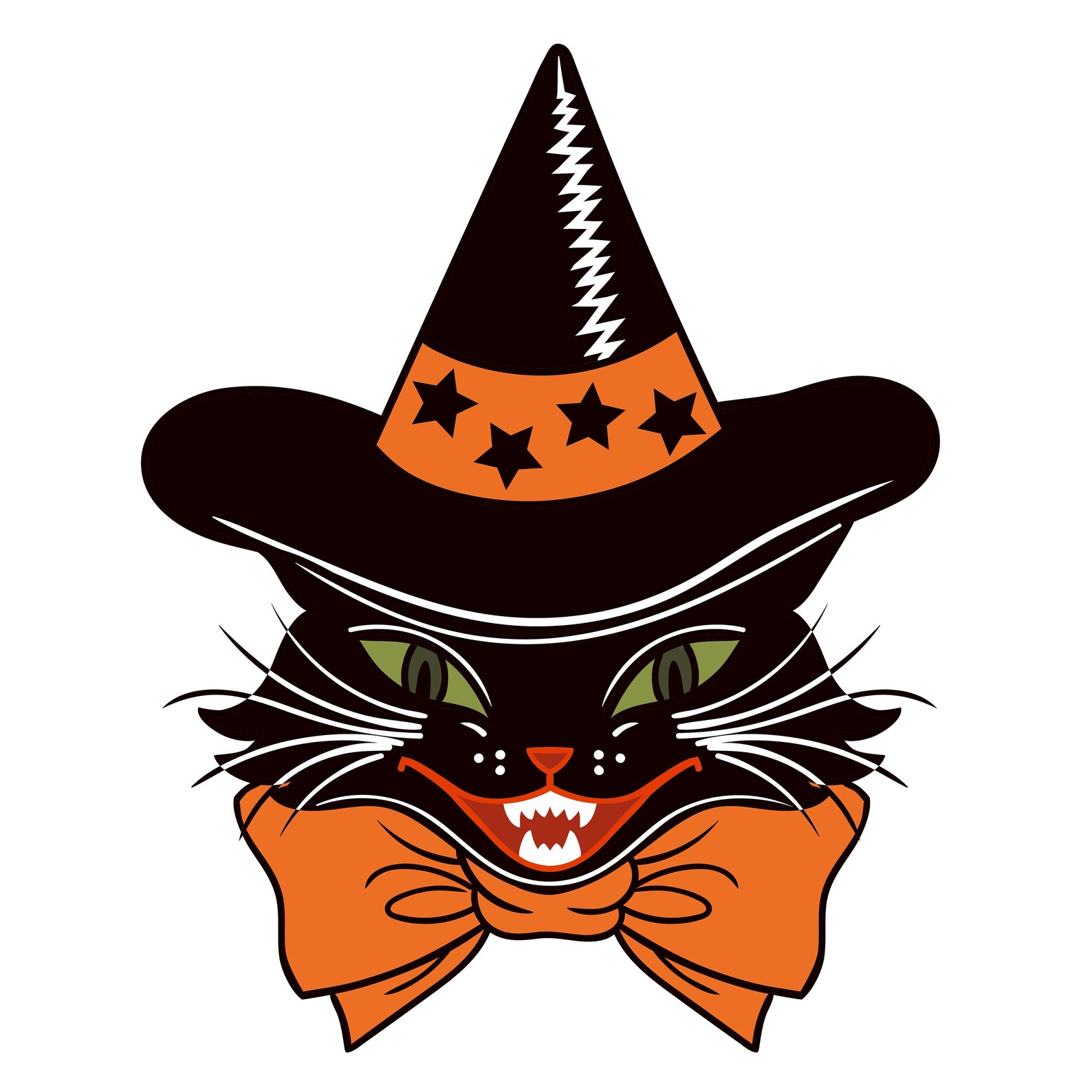 Vintage Halloween Black Cat Digital Clipart - Etsy