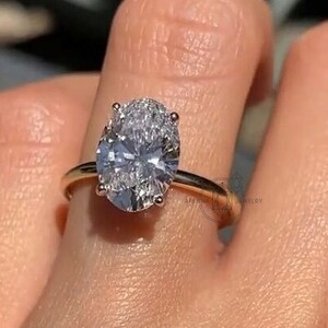3 CT Oval Cut Moissanite Ring Oval Engagement Ring Moissanite Hidden ...