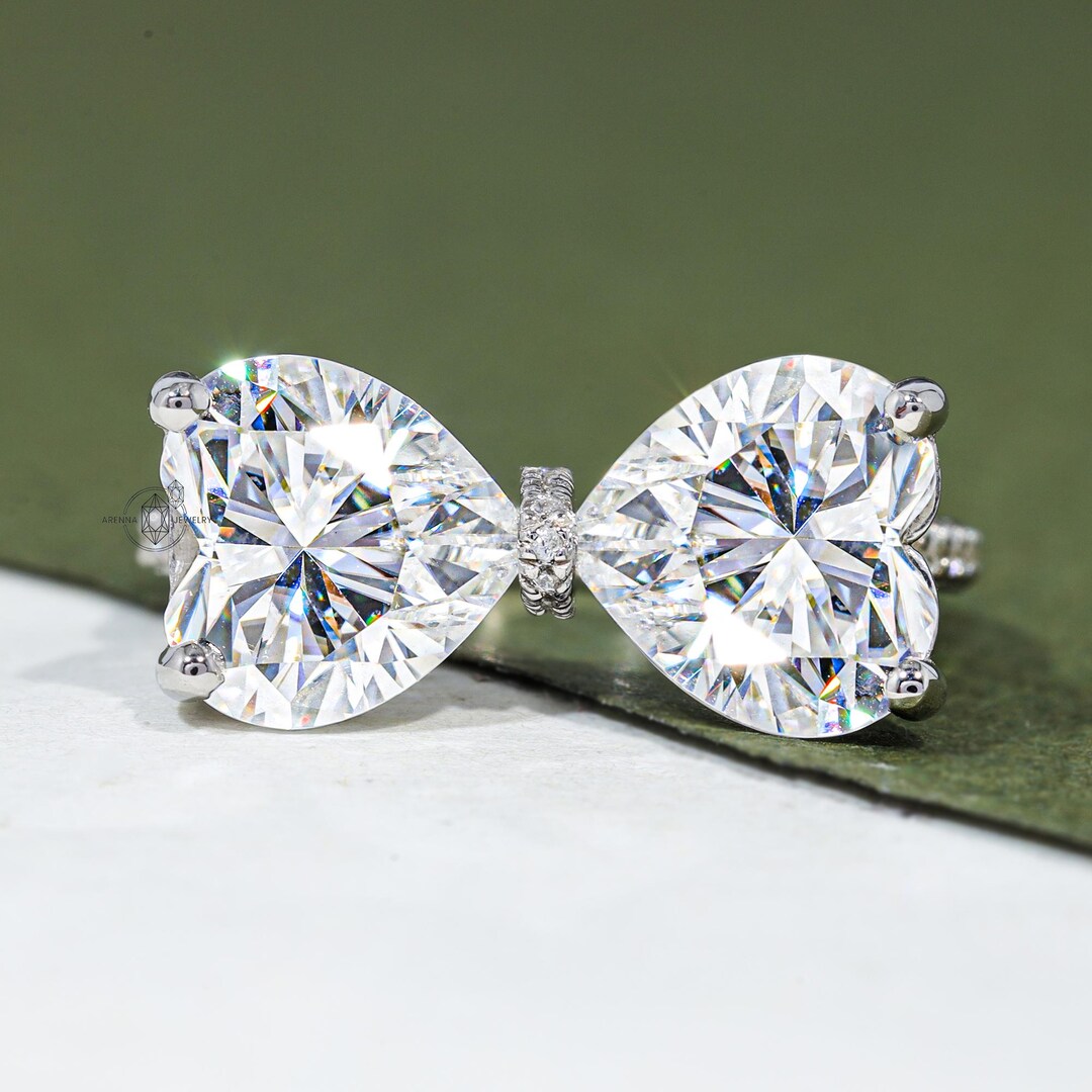 2.5 CT Heart Moissanite Engagement Ring 2 Stone Heart Shape Diamond ...