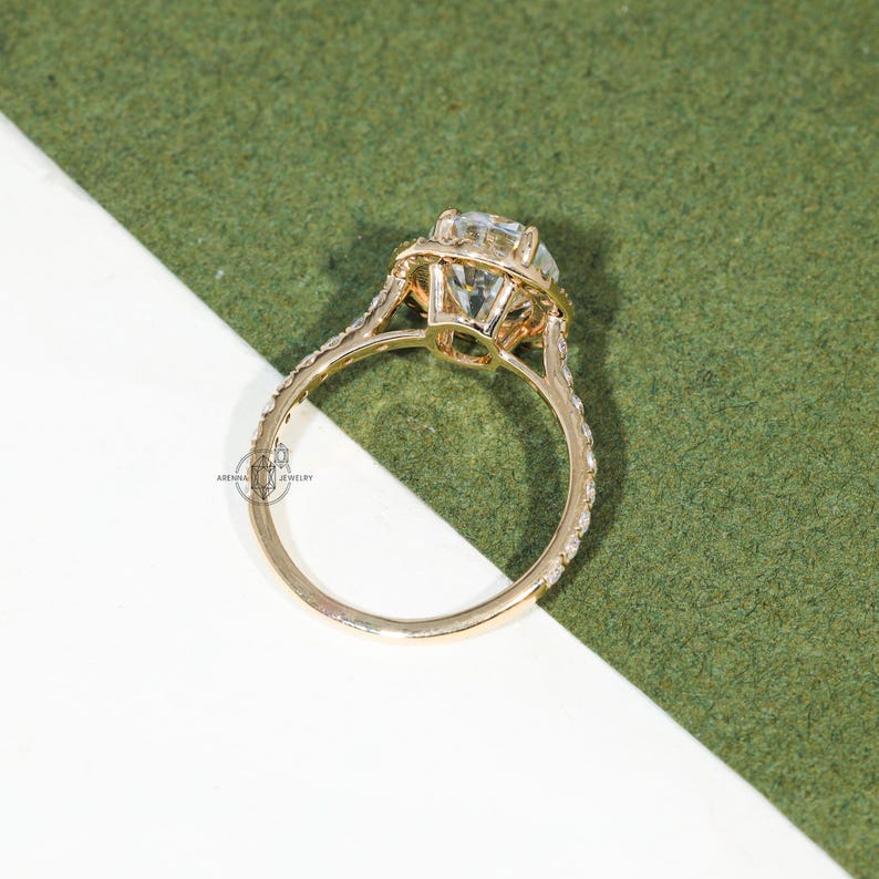 2.5 CT Oval Moissanite Halo Engagement Ring, 14K White Gold - Etsy