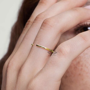 14K Solid Gold Open Cuff Wedding Band, Simple Stacking Thin Engagement ...