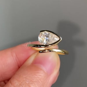 Pear Cut Engagement Ring Pear Shaped Moissanite Ring 2.5 CT Pear Cut Ring 14K White Gold Ring ...