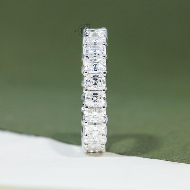 Radiant Cut Moissanite Full Eternity Band, Stackable Wedding Ring - Etsy UK