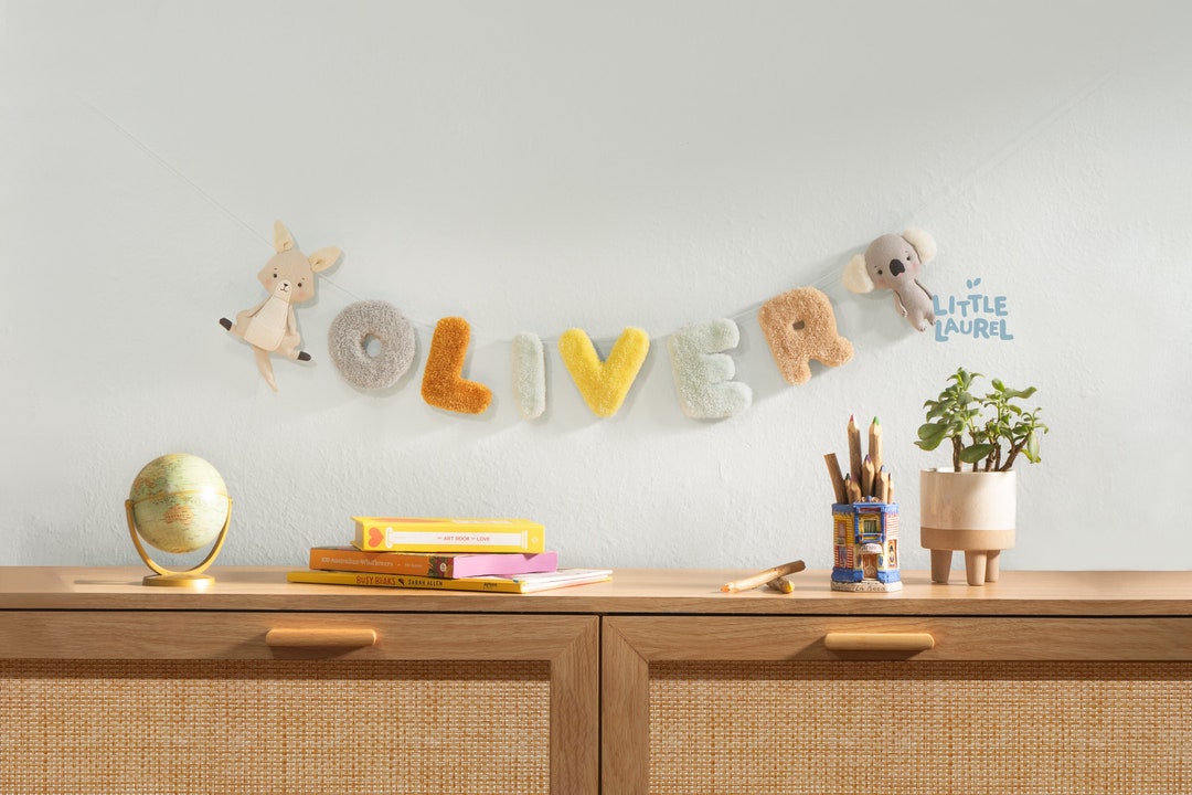 Tufted Name Bunting, Tufted Letter, Baby Name Garland, Name Banner ...