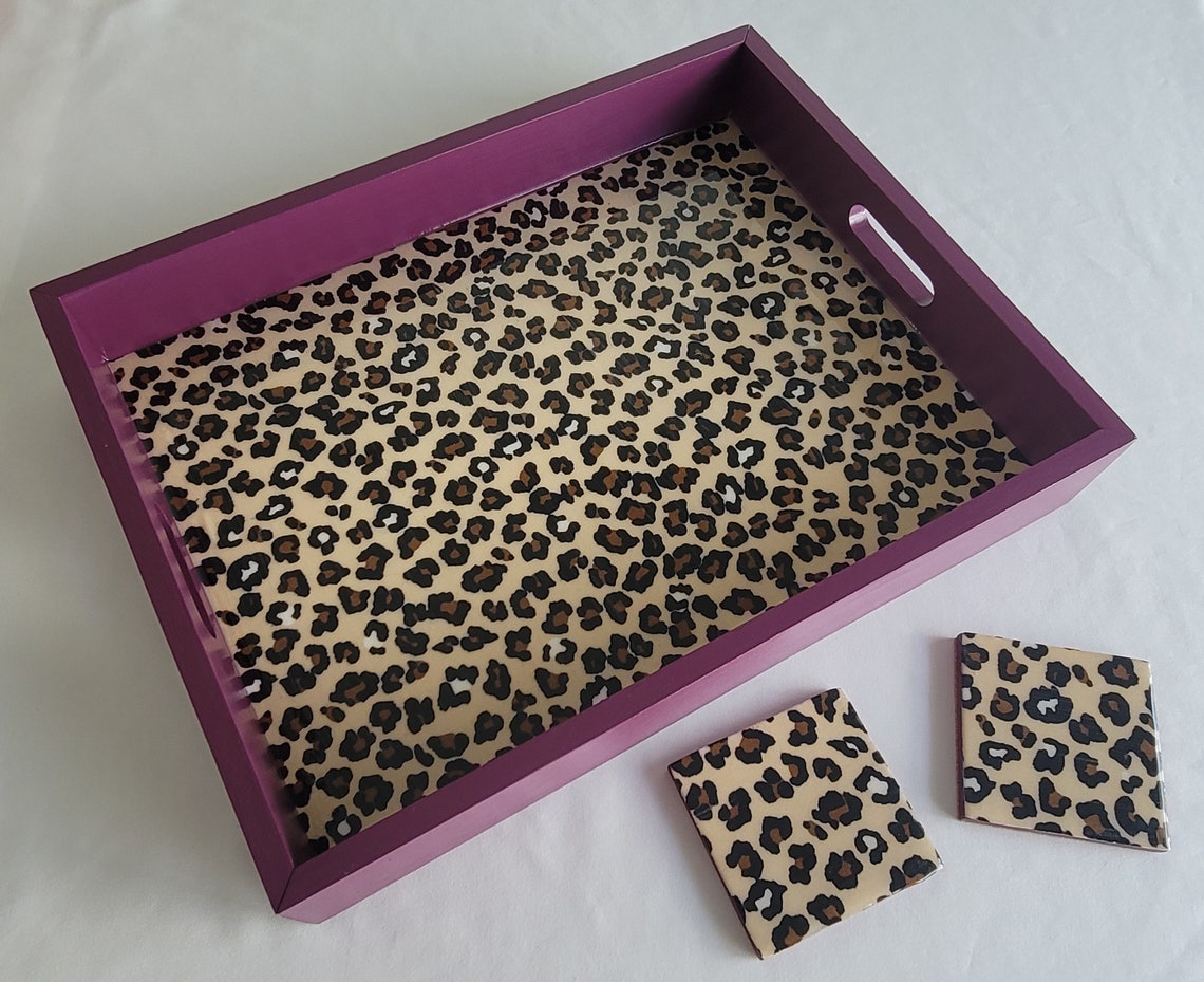 Leopard Print Tray / Serving Tray / Decorative Tray / Tabletop - Etsy