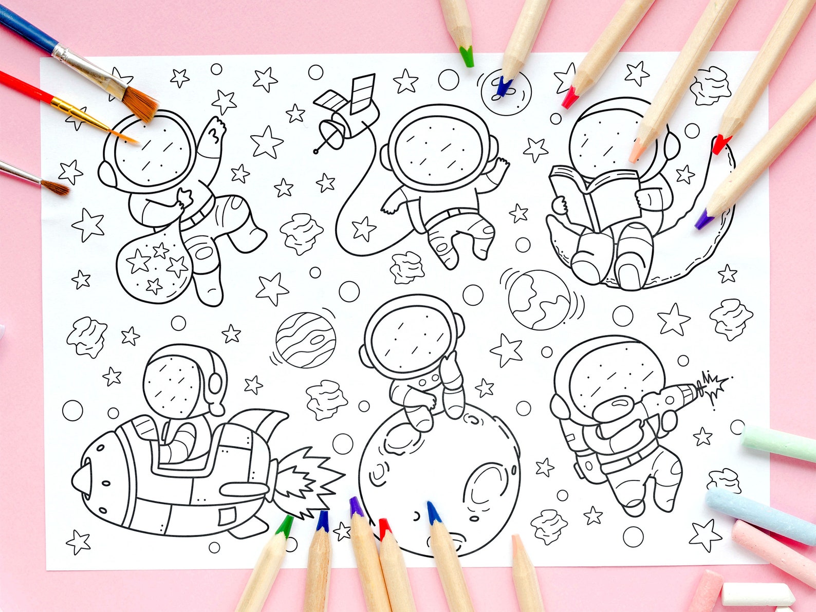 Space Coloring Page Printable Galaxy Coloring Sheet for Kids PDF ...