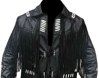 Native Design Leather Jacket - Etsy