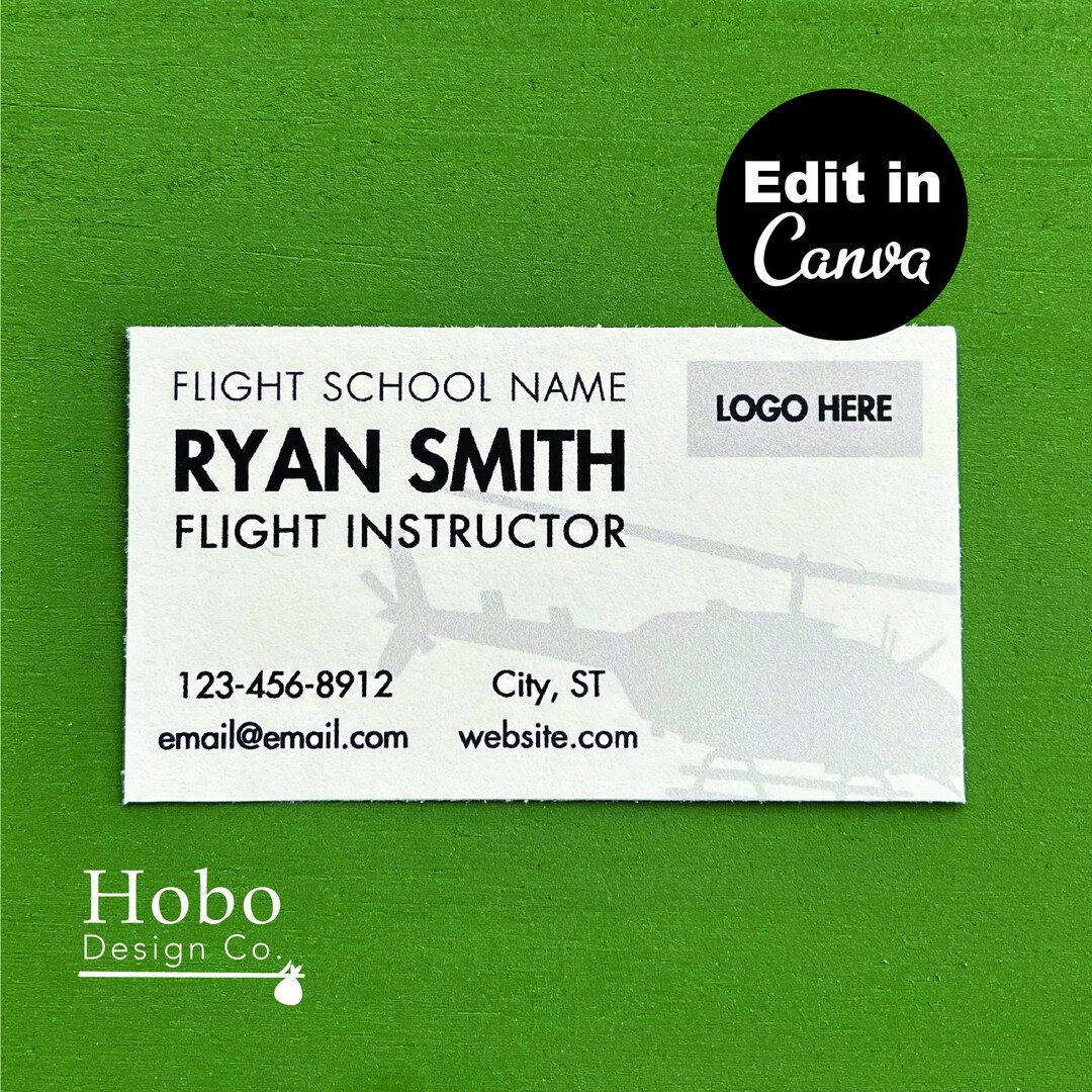 Airplane Flight Instructor Business Card 1 Side DIGITAL - Etsy