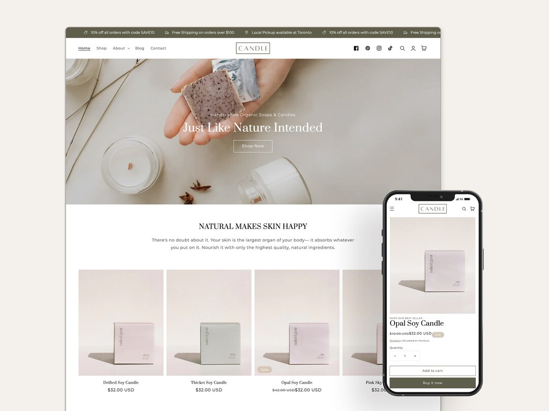 Candle Clean Shopify Theme Beauty Shopify Template - Etsy