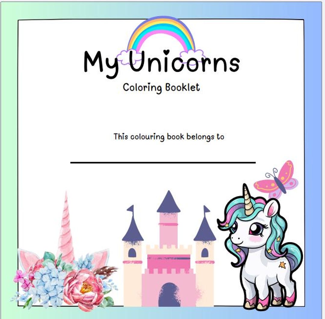 My Cute Unicorns Coloring Booklet - Etsy