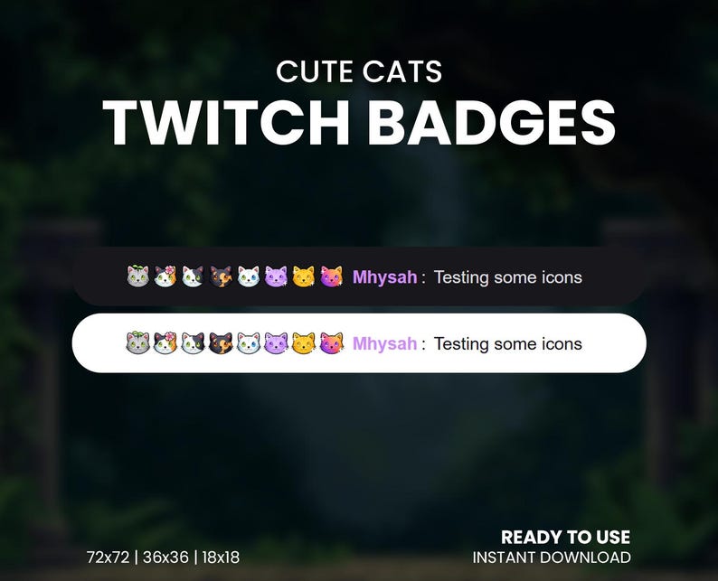 CUTE CATS Sub & Bit Badges + 2 FLAIRS | Twitch Graphics for Streamers ...