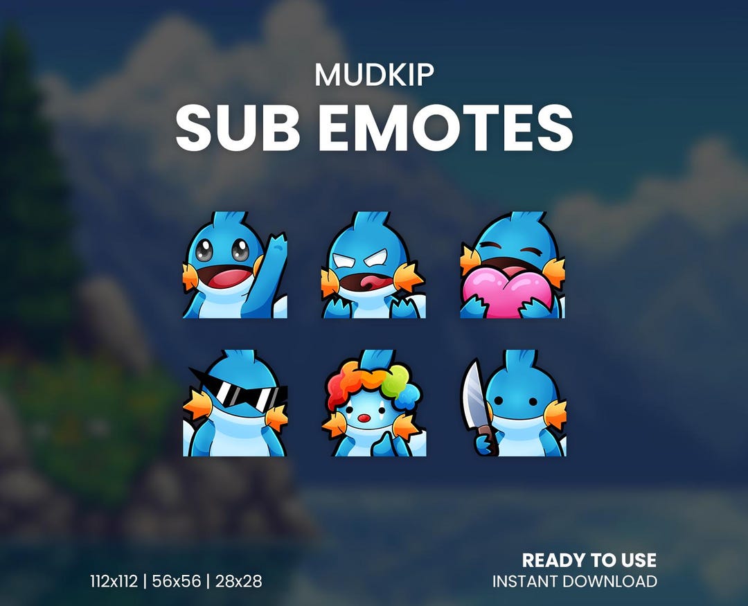 POKEMON MUDKIP Sub Emotes | Twitch Graphics for Streamers - Etsy