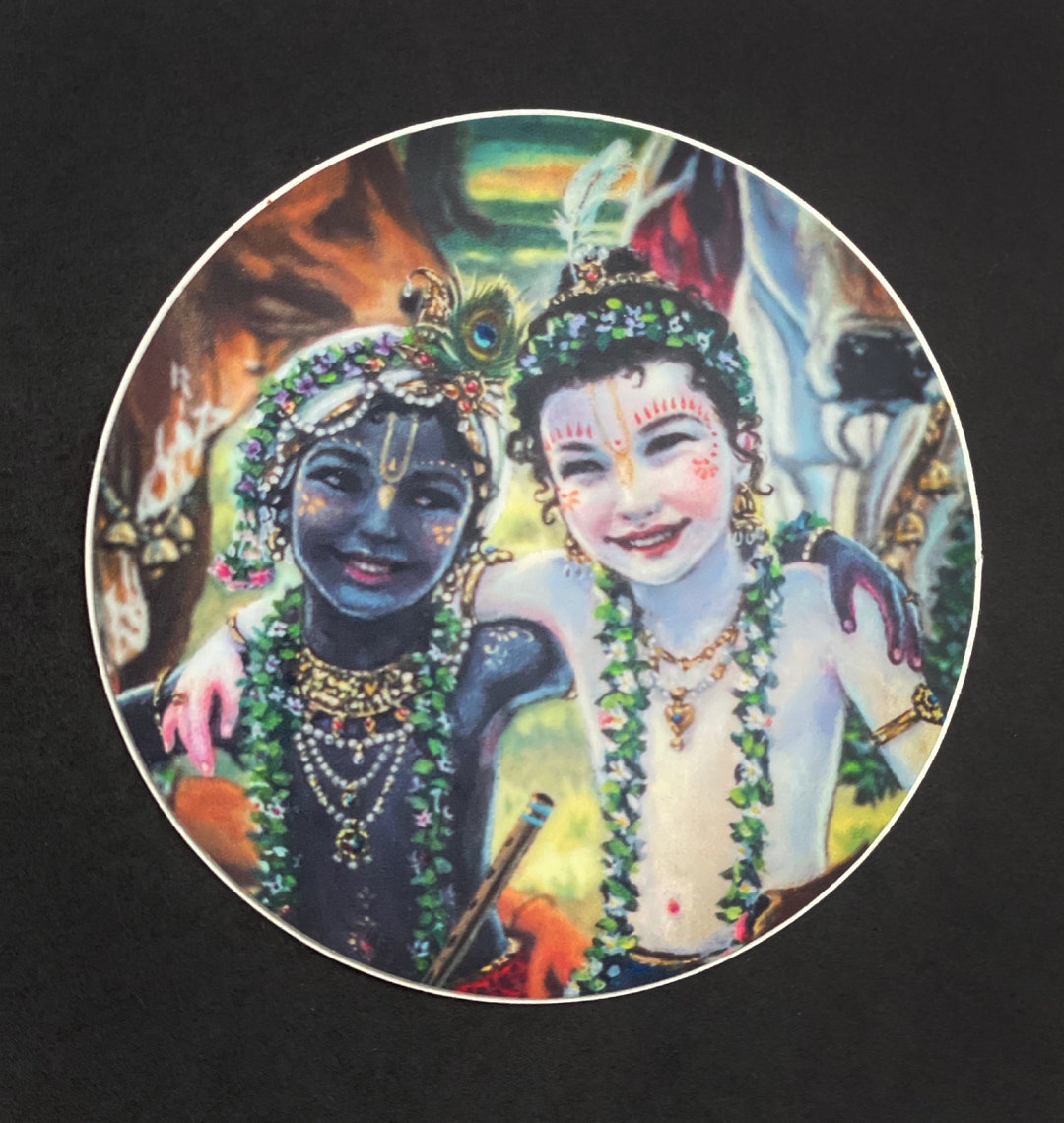 Krishna Balaram Round Sticker | Vinyl | Waterproof - Etsy