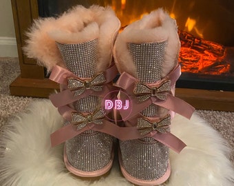 Pink Rhinestone Boots - Etsy