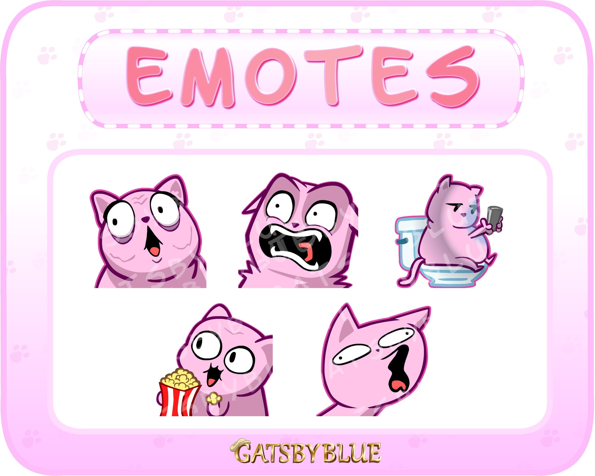 5 MEME Emotes / Fat Cat Edition / Twitch Emote / Gasp Scream Toilet ...