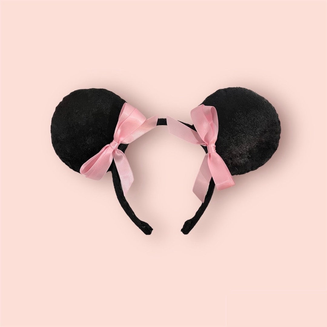 Coquette Ears, Pink Mouse Ears, Pink Ribbon Ears, Ribbon Mouse Ears ...