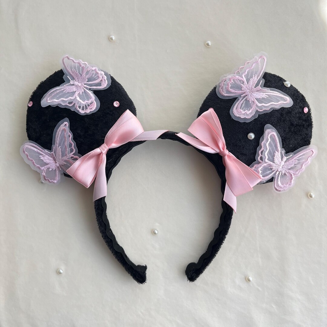 Spring Ears, Butterfly Ears, Pink and Black Ears, Minnie Ears - Etsy