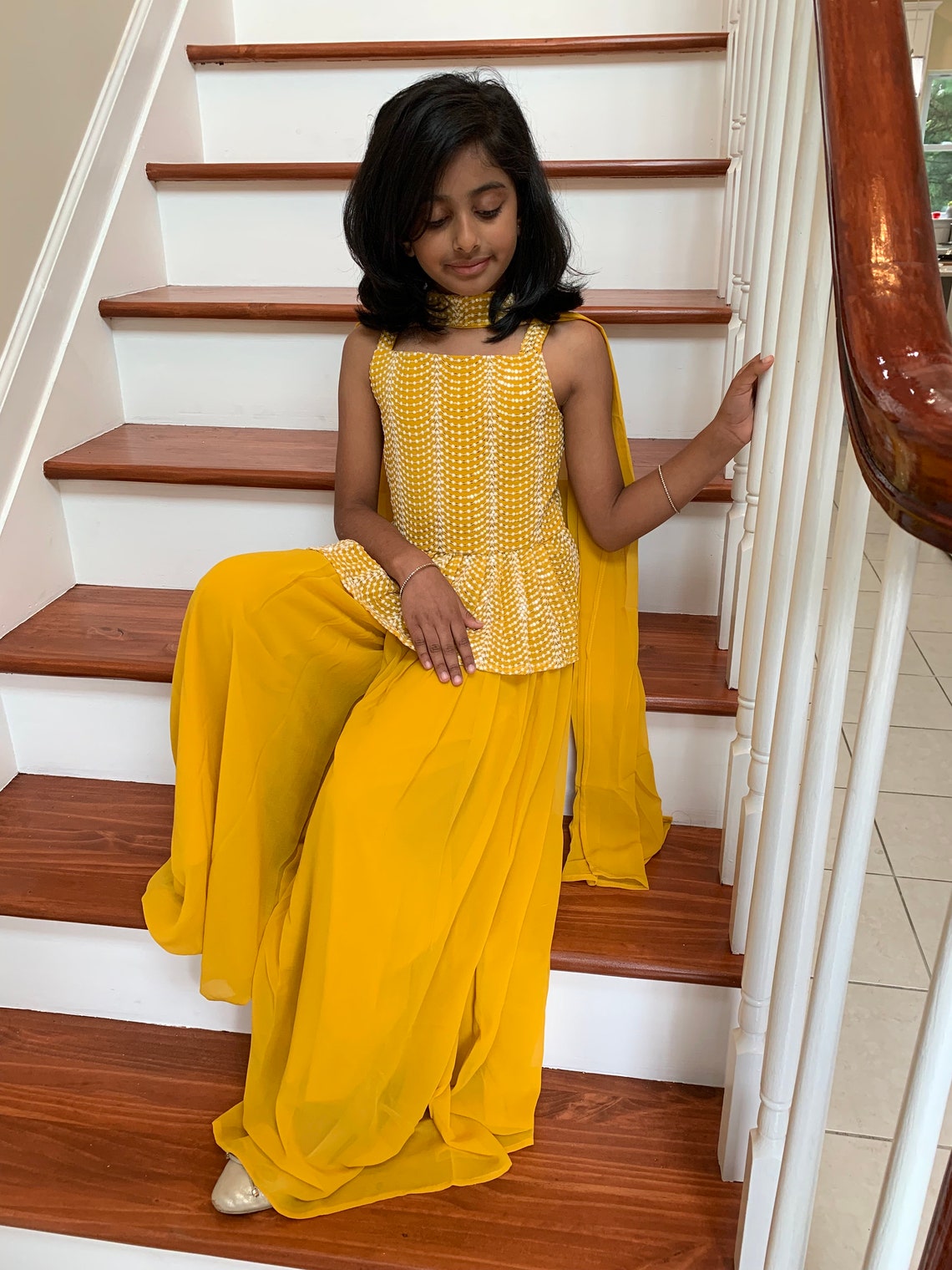 Girls Plazo Set (flare Pants and Top) Set. Embroidery and Sequin Design ...