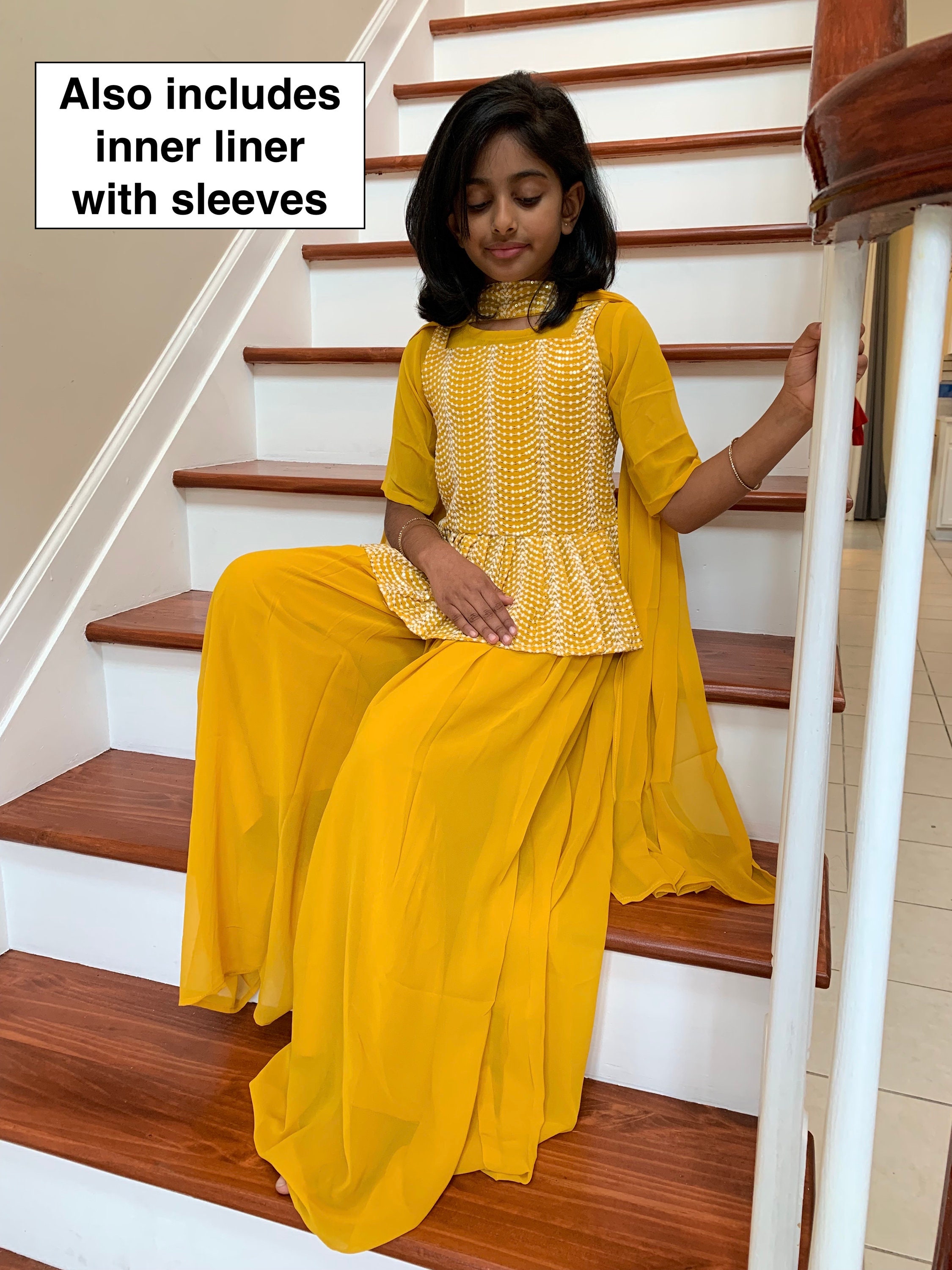 Girls Plazo Set (flare Pants and Top) Set. Embroidery and Sequin Design ...