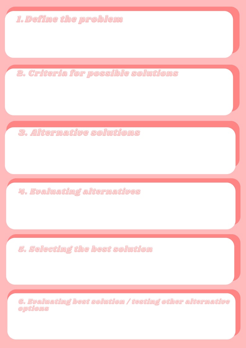 Decision Making Template - Decision Making Journalling - Decision ...
