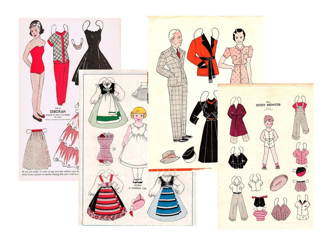 Wee Wisdom Paper Dolls Vintage 10 Pages - Etsy