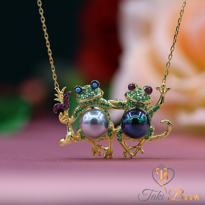 Frog Necklace Frog Jewelry Pearl Pendant Frog Prince Cute - Etsy