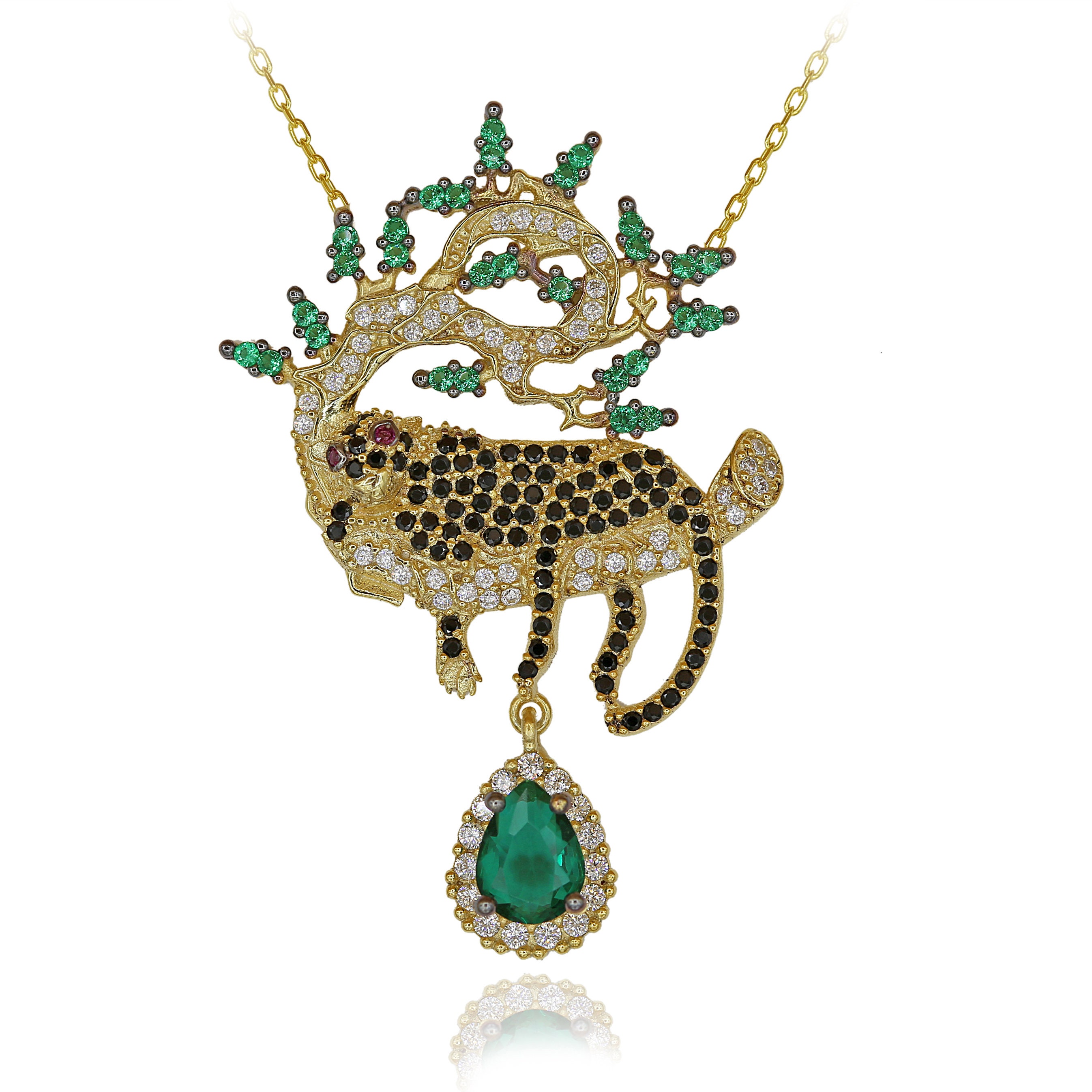 Leopard Necklace, Leopard Lying on Tree, Fighting Leopard, 925 Silver ...