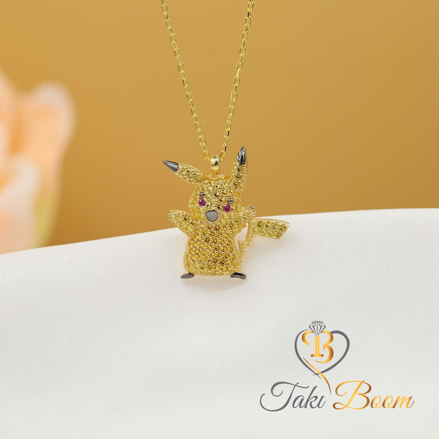 Pokemon Pikachu Silver Necklace14k Gold Plated Etsy