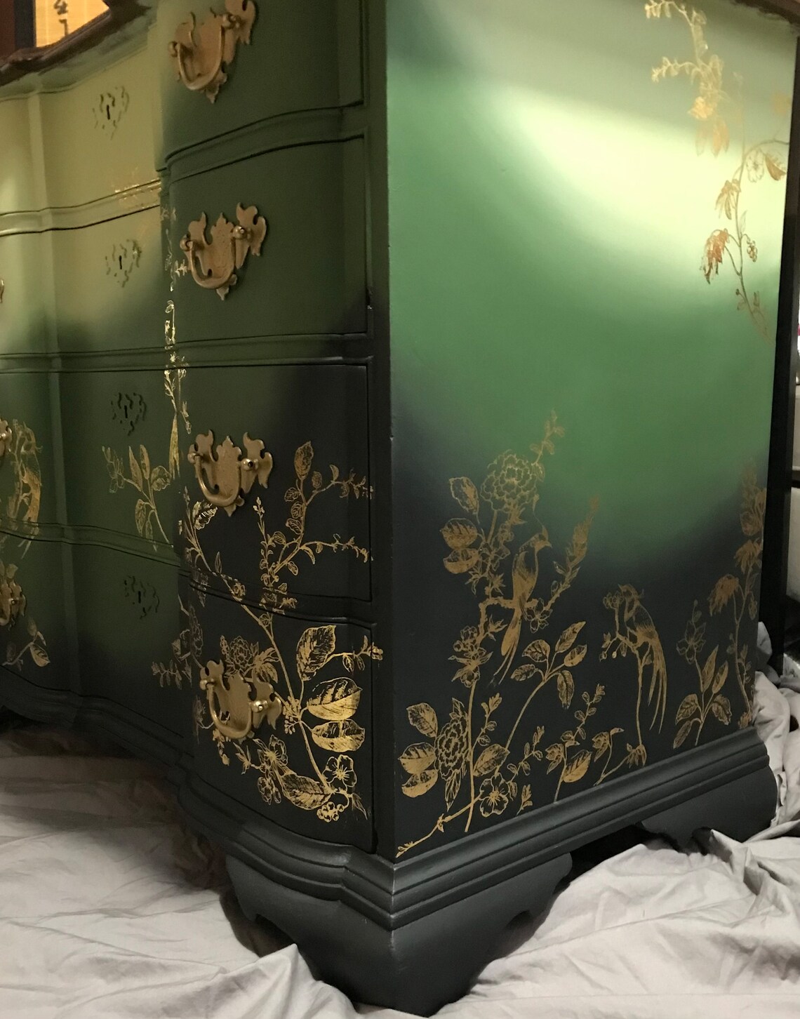 SOLD Example Of: Antique Block Front Chest of Drawers Hand Painted With ...