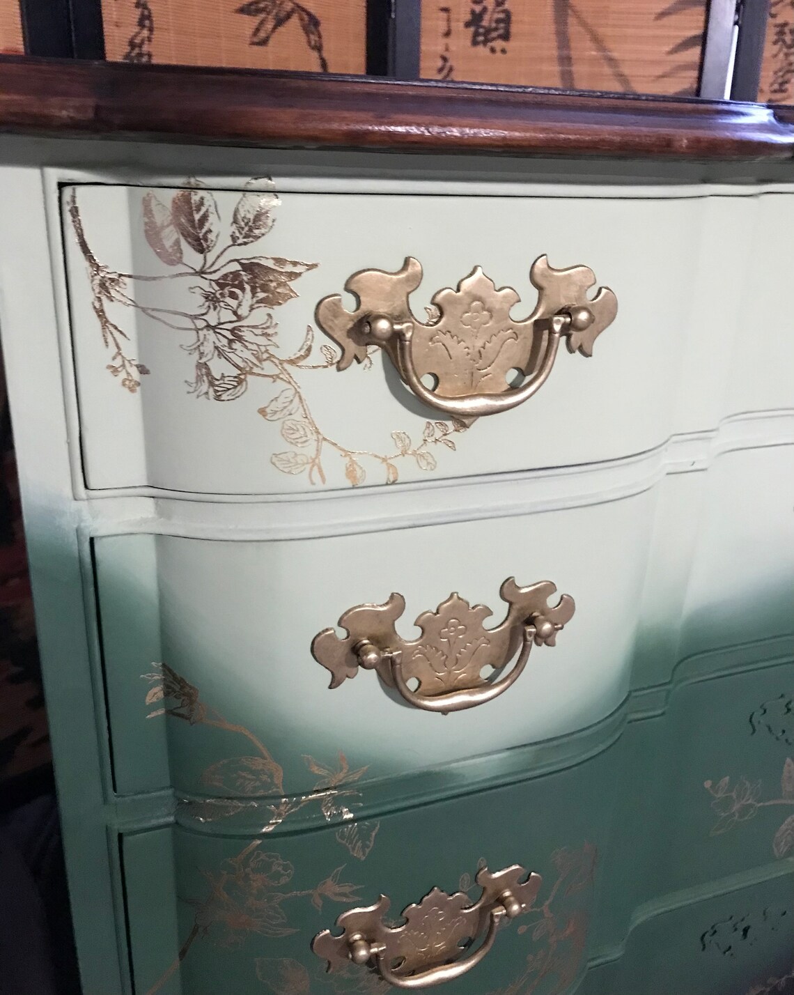 SOLD Example Of: Antique Block Front Chest of Drawers Hand Painted With ...
