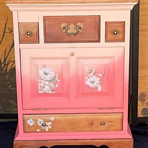 Painted Side Table in Samon and Apricot Colors - Etsy