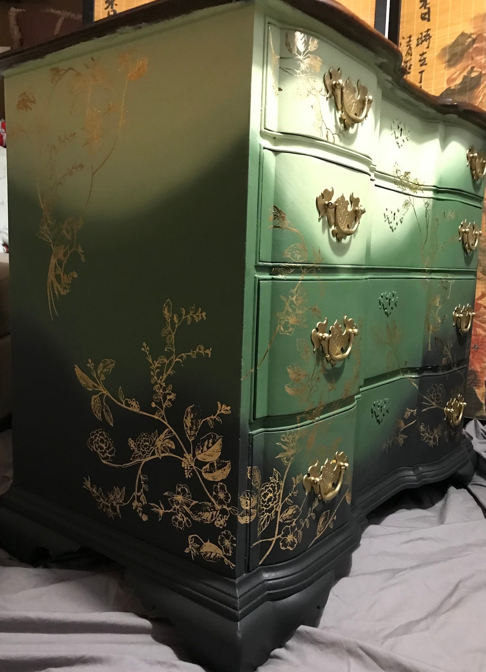 SOLD* Example Of: Antique Block Front Chest of Drawers Hand Painted ...