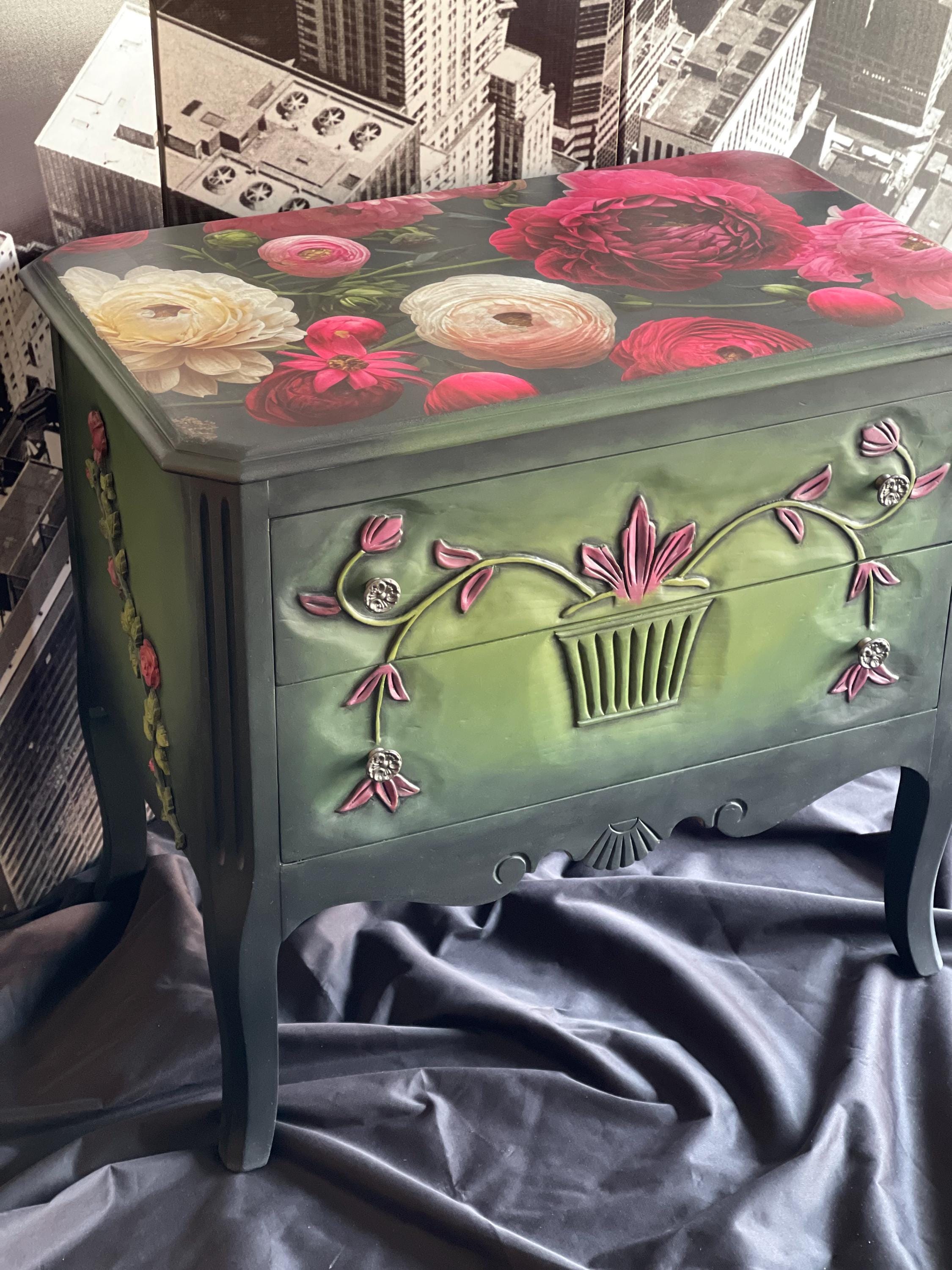 Floral Side Table With Carvings - Etsy