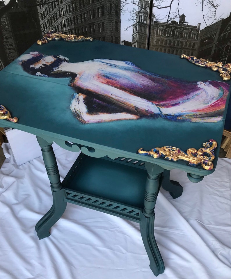 Hand Painted Two Tier Antique Table - Etsy
